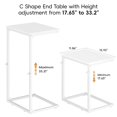 C Shaped End Table White (1 Pack) Ordinary Adjustable Height For Small ...