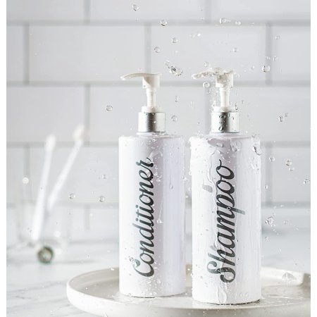 Shampoo & Conditioner White & Grey Bathroom Storage Bottle’s with Pump ...