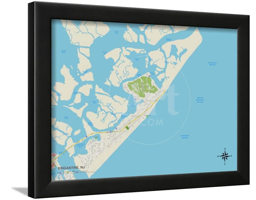 Political Map of Brigantine, NJ, Framed Art Print Wall Art Sold by Art ...