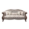 ACME Miyeon Fabric Button Tufted Sofa with 5 Pillows in Cherry and Gray ...