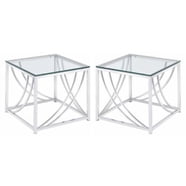 Home Square 20" Square Glass Top Accent End Table in Gold - Set of 2 ...