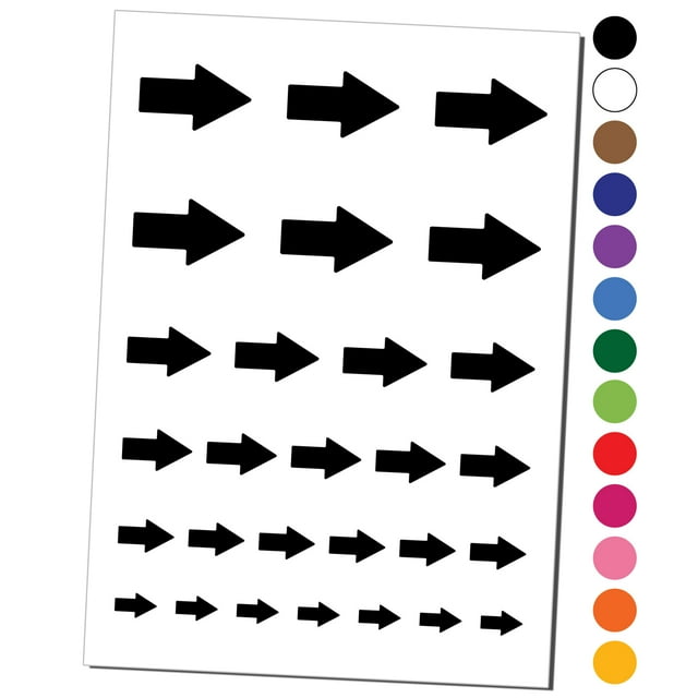 Arrow Rounded Corners Solid Water Resistant Temporary Tattoo Set Fake ...