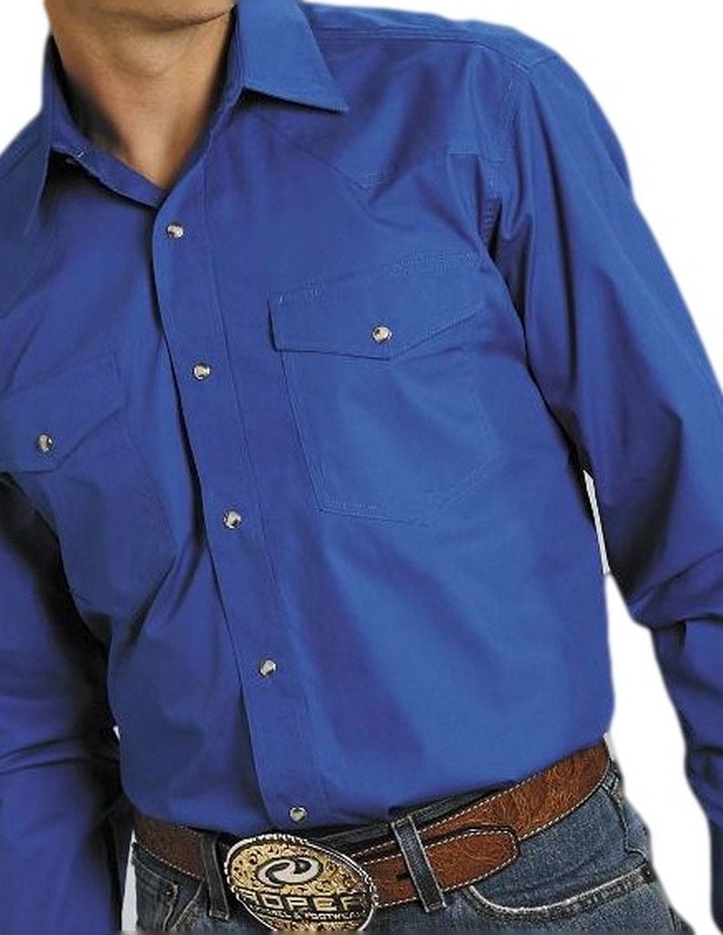 Roper Western Shirt Mens L/S Snap Solid Royal 03-001-0265-1031 BU ...