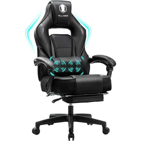 Massage Gaming Chair High Back PU Leather PC Racing Computer Desk ...
