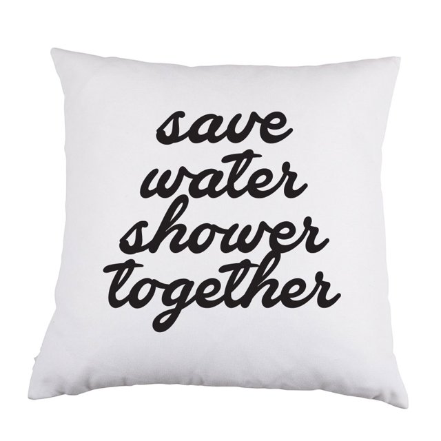 Save Water Shower Together White Satin Throw Pillow 16 Inch Square With