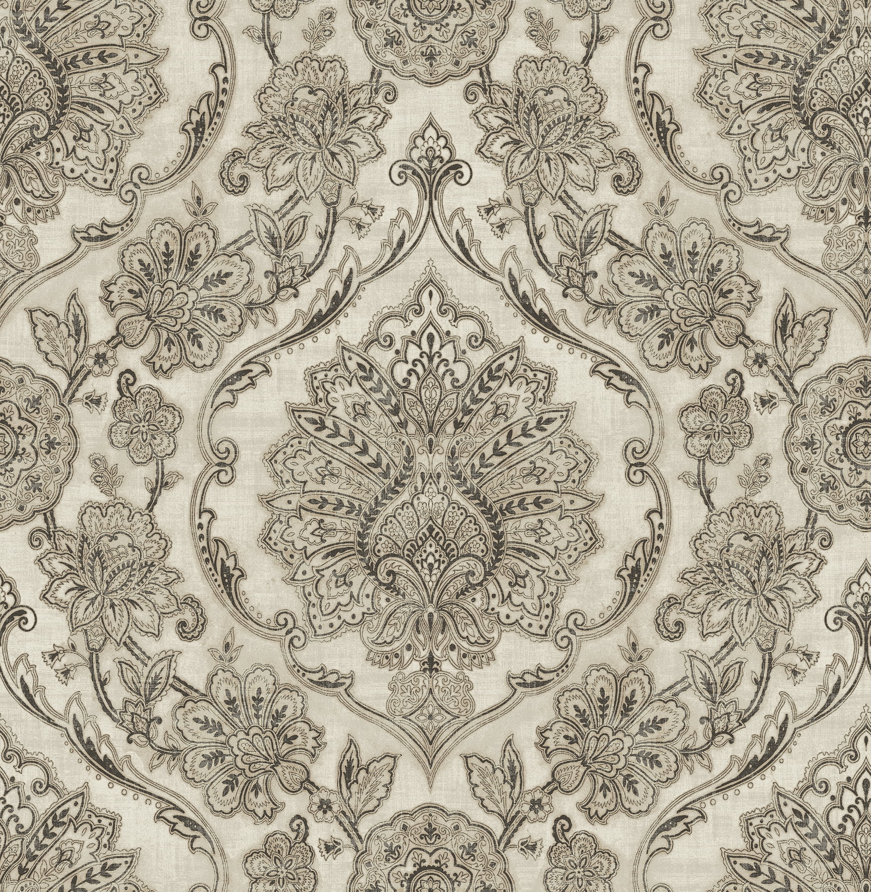 Chesapeake Carnegie Black Damask Wallpaper - Walmart.com
