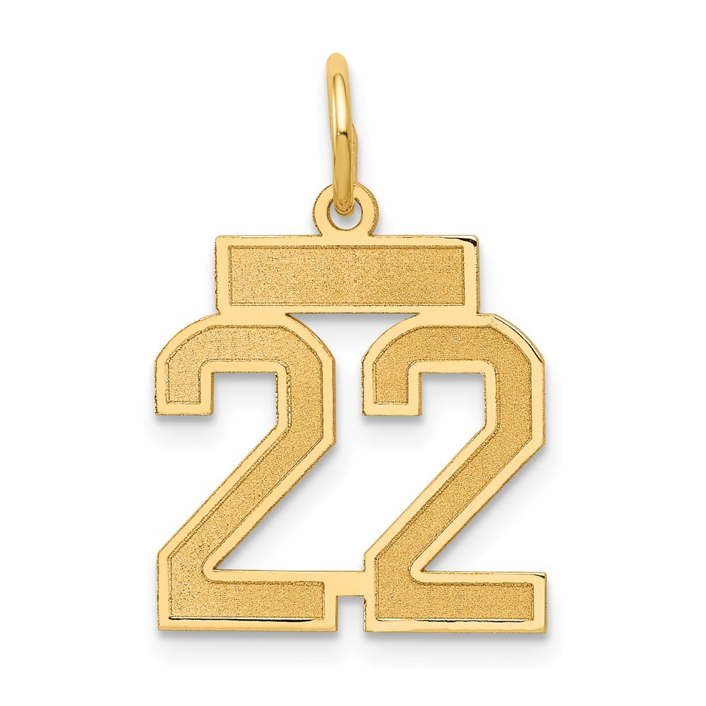 14k Yellow Gold Small Satin Number 22 Charm - Walmart.com