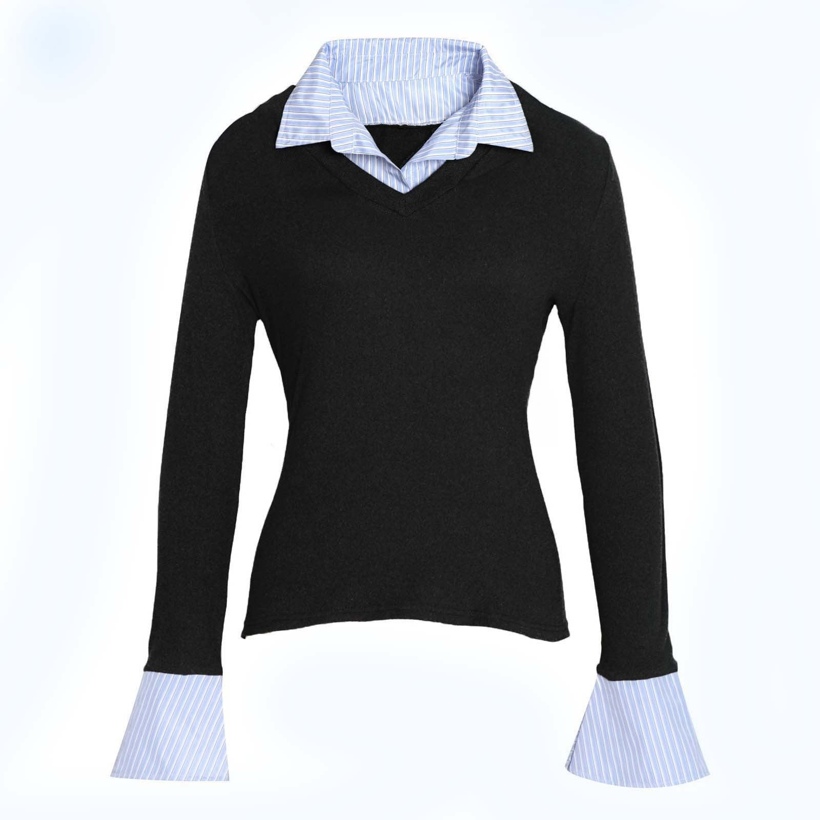Click here for Chaochao Womens Shirts Patchwork Long Sleeve Knit... prices