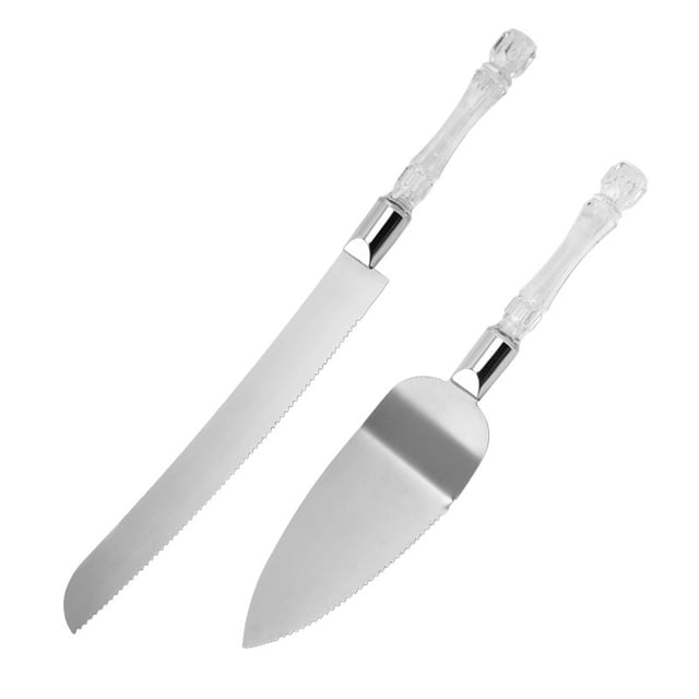 White Elegant Cake Knife and Server Set, Cake Cutter and Pie Spatula ...