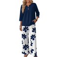 2 Piece Sets for Women Elbow Sleeve Tops and Wide Leg Long Pants Lounge ...