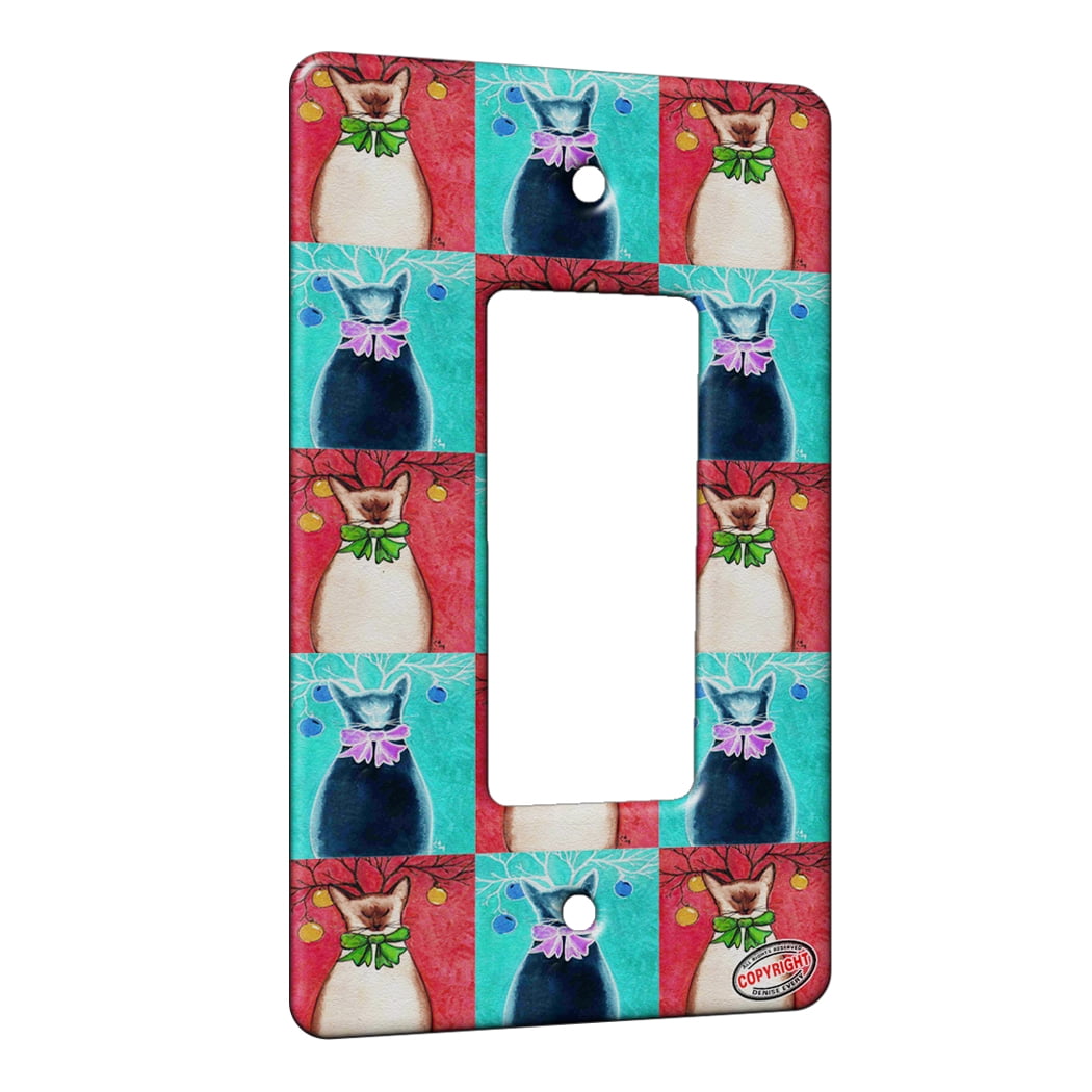 KuzmarK™ 1 Gang Rocker Wall Plate - Siamese Reindeer Kitty Christmas ...