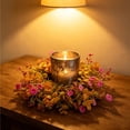 Artificial Fall Candle Wreath, Mini Floral Ring, Small Decorative ...