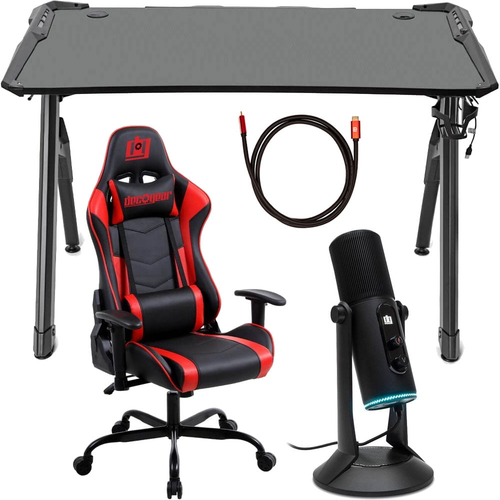 Deco Gear 47" LED Gaming Desk Bundle with Gaming Chair, USB PC ...