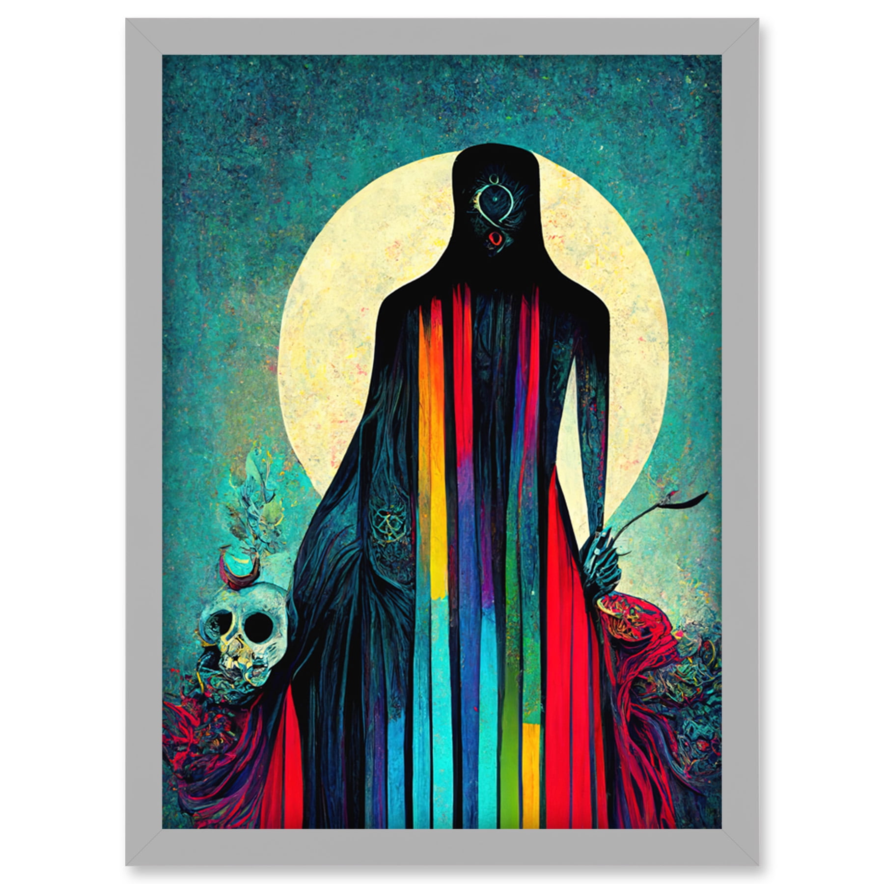 Death Tarot Card Skull Rainbow Illustration Artwork Framed Wall Art ...