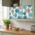 Blue Green Floral Cabinet Curtains for Kitchen 11"W x 13"L, Modern Blue ...
