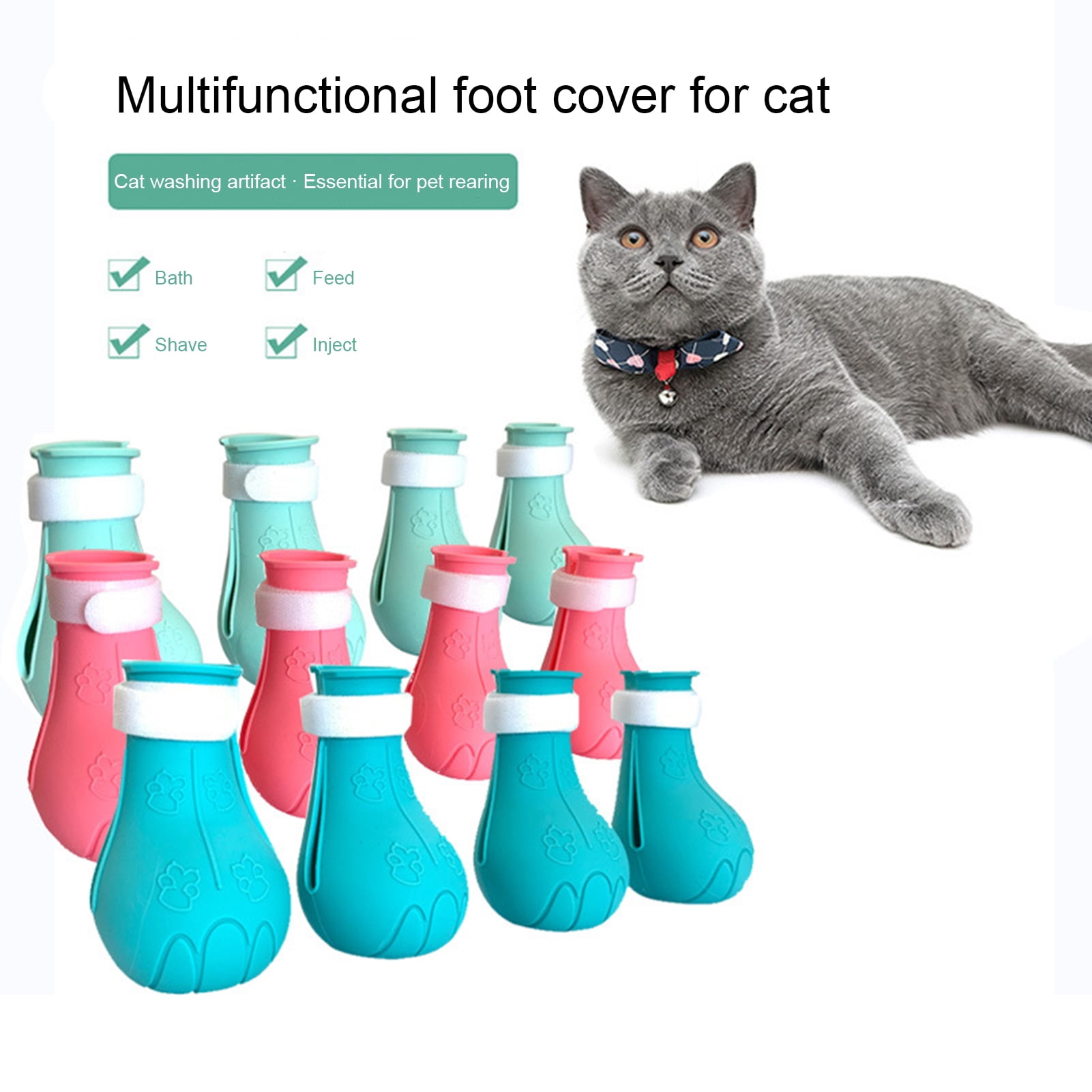 rygai 4Pcs Cat Claw Cover Soft Anti-Scratch Silicone Pet Cat Kitten ...