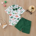 Bjutir Toddler Boys Outfit Set Animal Cartoon Print Short Sleeve Lapel ...