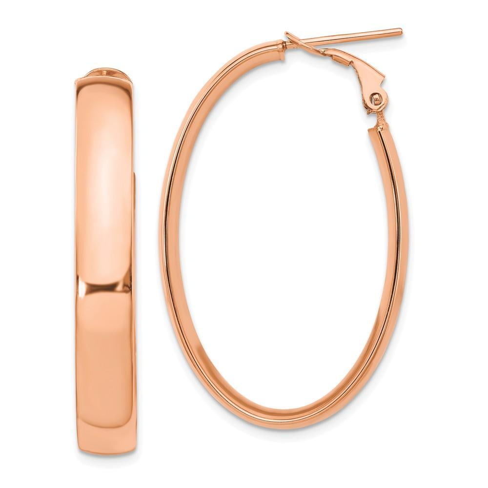 14k Rose Gold 6mm Oval Omega Back Hoop Earrings - Walmart.com