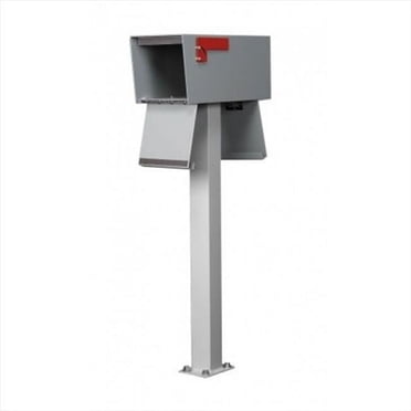 QualArc 14 in. Manchester Non-Locking Column Mount Mailbox with Decorative Oak Tree Logo in ...
