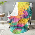 2026 Cozy Pineapple Print Flannel Blanket, Soft Warm Tropical Palm Leaf ...