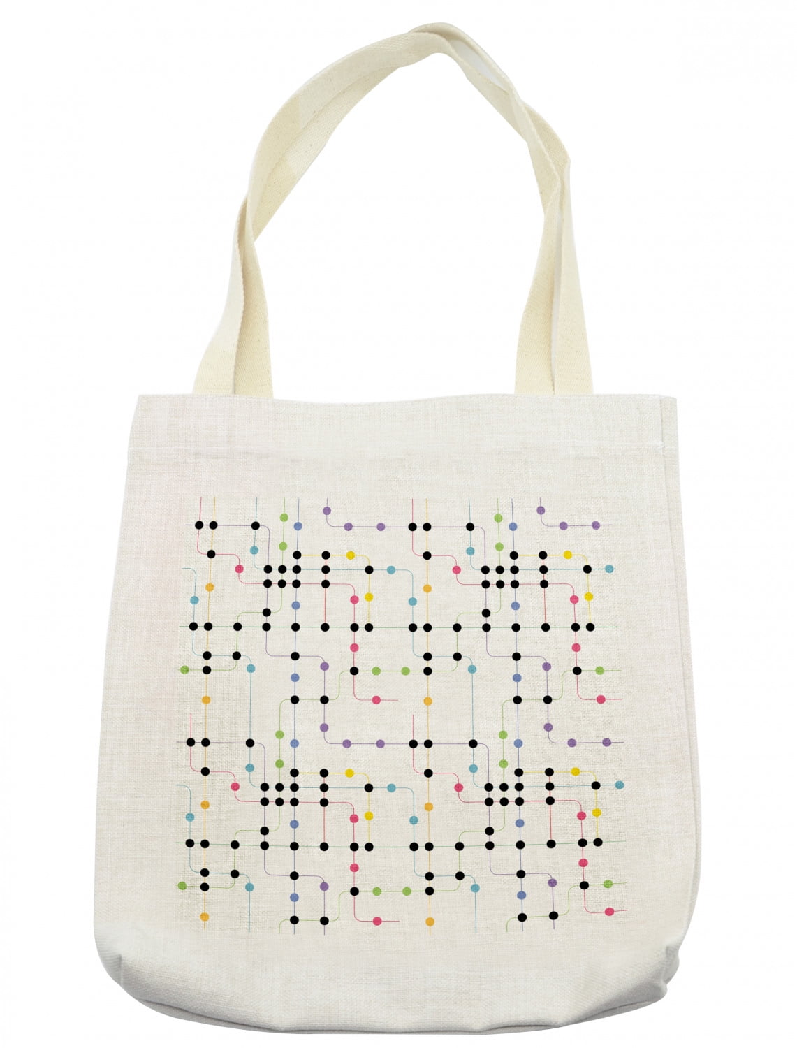 Colorful Tote Bag, Metro Scheme with Vivid Colored Intricate Lines and ...