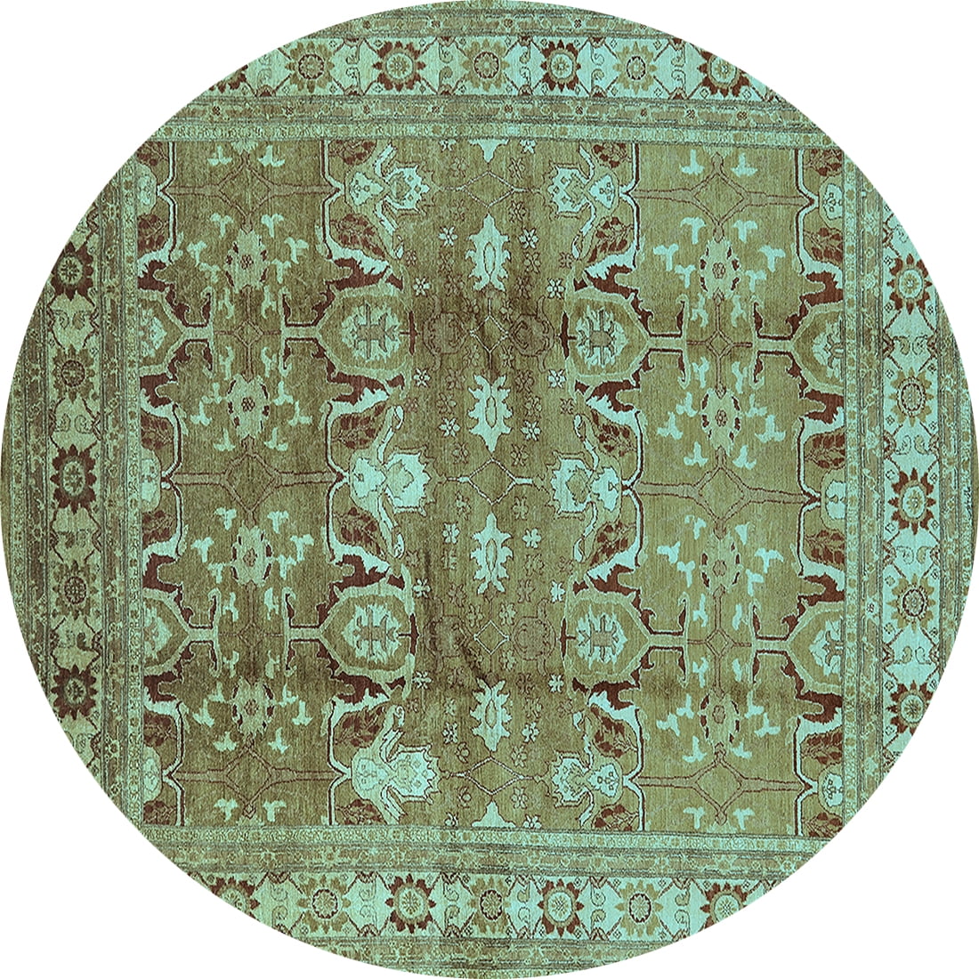 Ahgly Company Indoor Round Oriental Light Blue Traditional Area Rugs, 8 ...