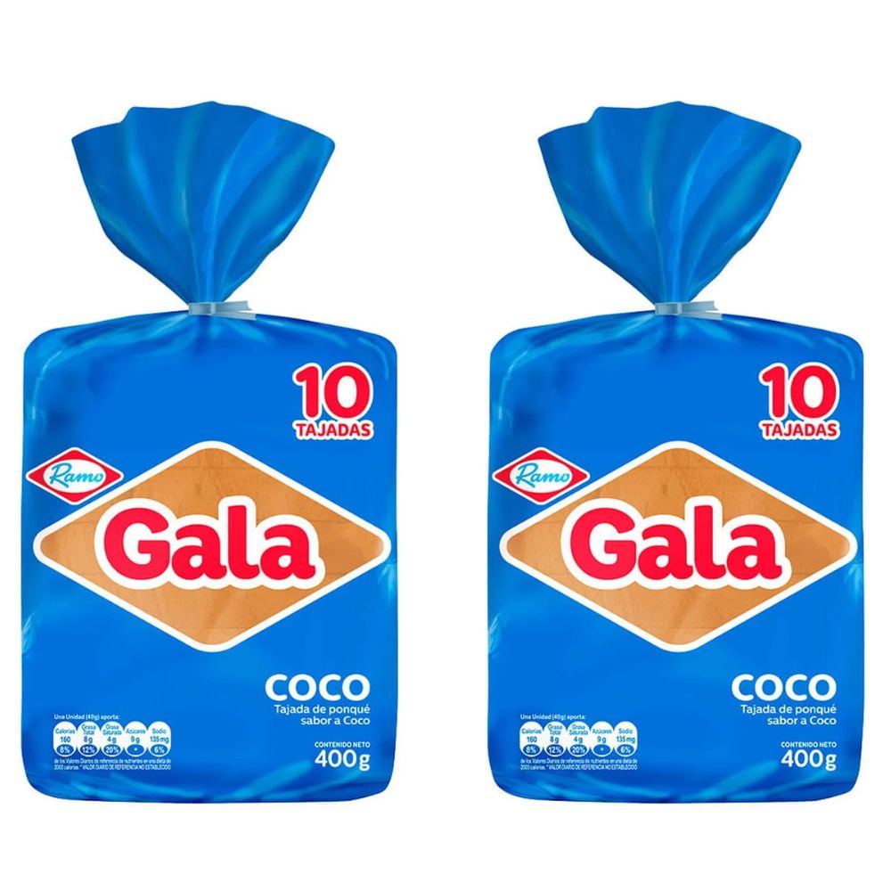 Ponque Gala Ramo Coco (2 pack) Colombian delicious sliced snack cake ...