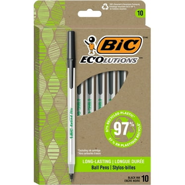 BIC Round Stic Ballpoint Pens - Medium Pen Point - Black - 10 / Pack | Bundle of 10 Packs ...