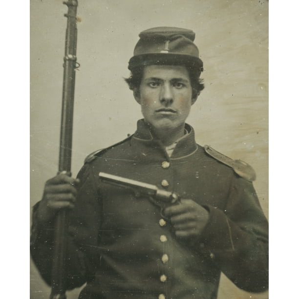 Print: Young Civil War Soldier In Union Uniform, Shoulder Scales ...