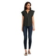 Time and Tru Women's Split Neck Top with Flutter Sleeves, Sizes XS-XXXL ...