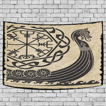 Viking Tapestry Wall Hanging, Magical Runic Compass in The Circle ...
