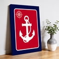 Anchor Canvas Wall Art for Living Room, Compass Nautical Navy Blue Red ...