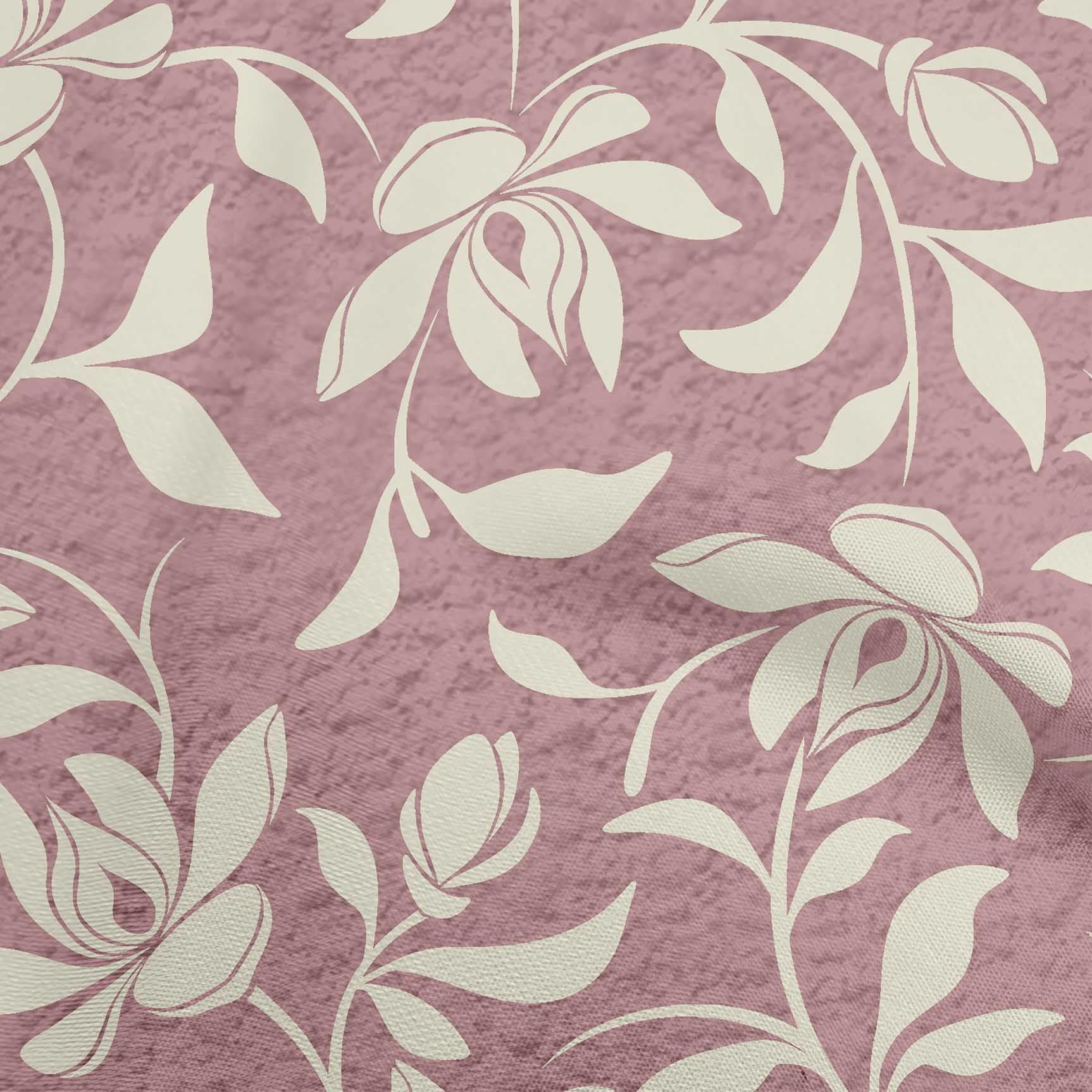 oneOone Cotton Poplin Mauve Fabric Floral Magnolia With Texture Sewing ...