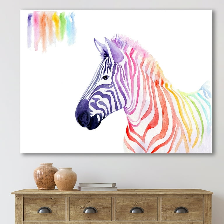 White Rainbow Zebra Print
