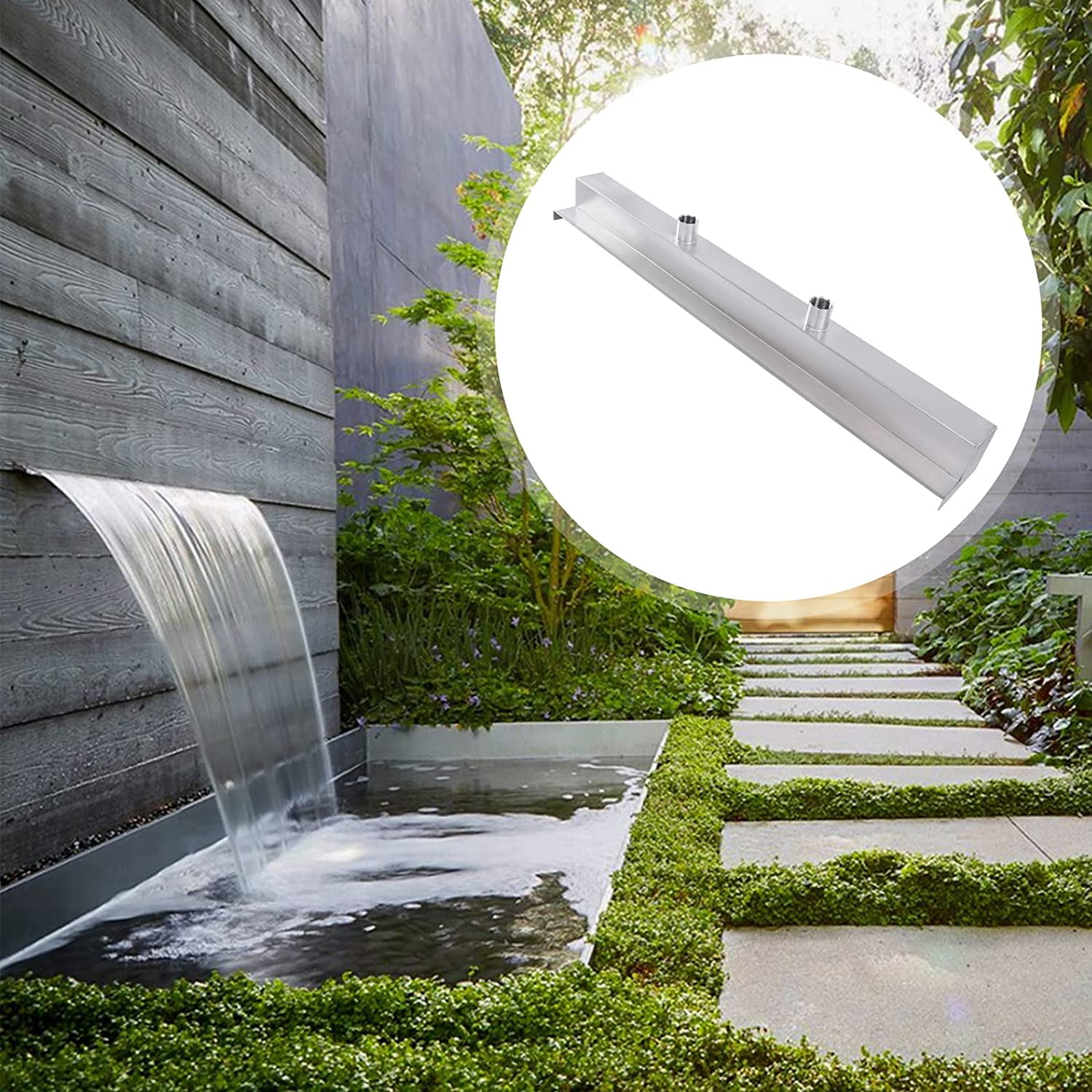 35.4" Pool Fountain Waterfall Spillway Stainless Steel Pond &Clean ...