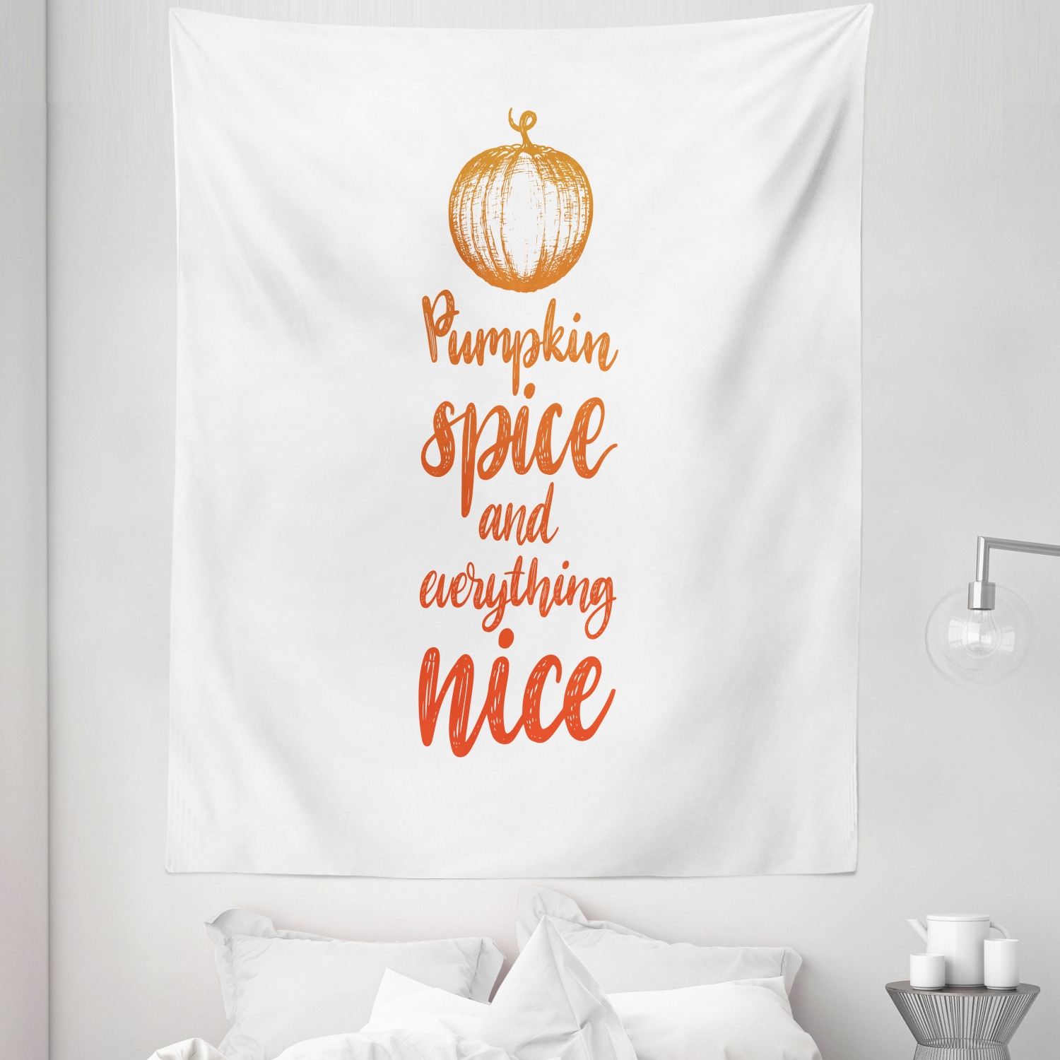 Pumpkin Spice Tapestry, Sketch Happy Harvest Thanksgiving Cursive ...