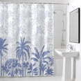 Blue Tortoise Palm Tree Fabric Shower Curtain Tropical Plants Washable ...