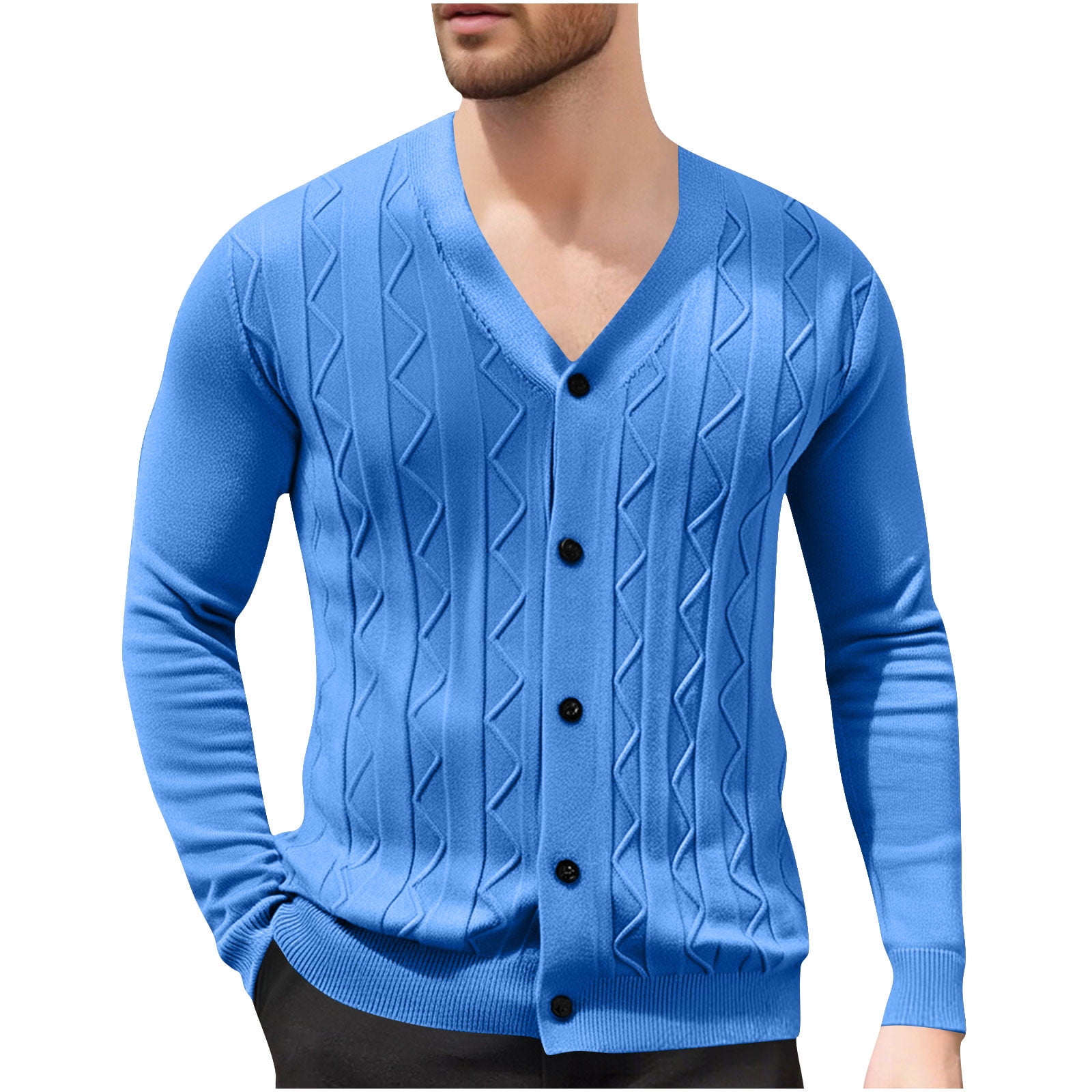 Click here for Mgmyaa Mens Knit Cardigan V-Neck Button Up Jacquar... prices