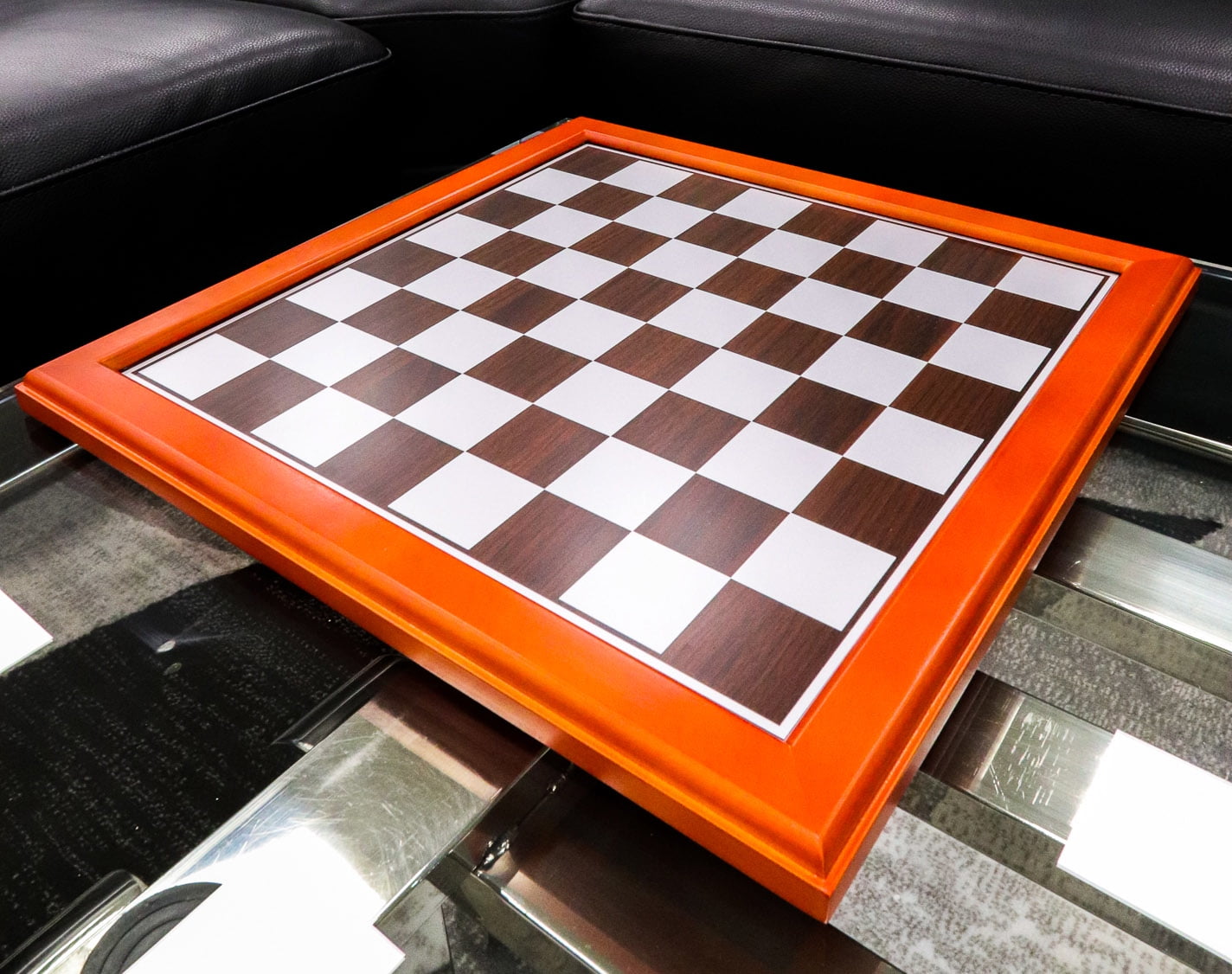 15"X15" Redwood Trim Chess Board With Black And Silver Silk Screen ...