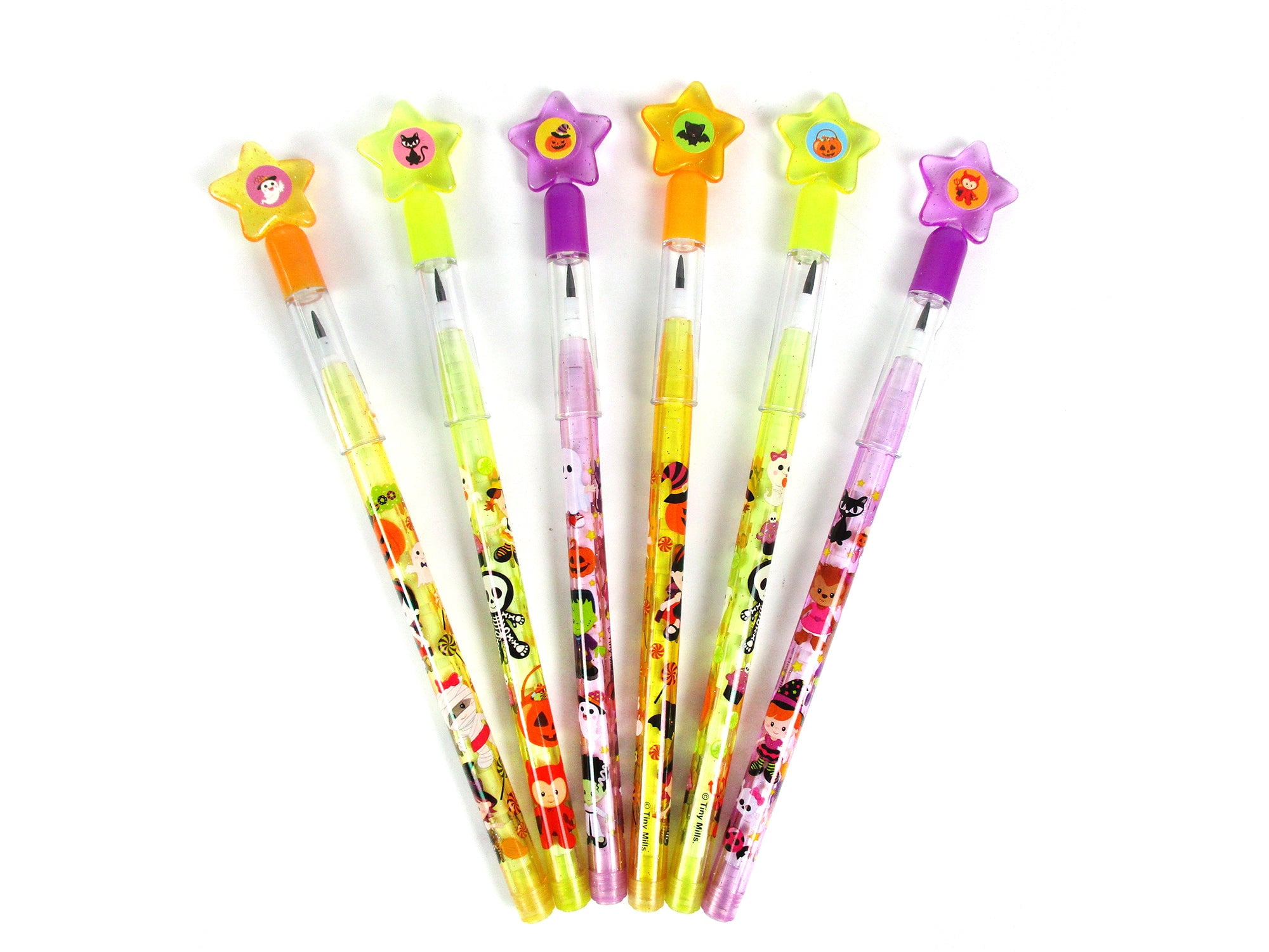 Halloween Multi Point Stackable Push Pencil Assortment with Eraser - 6 ...