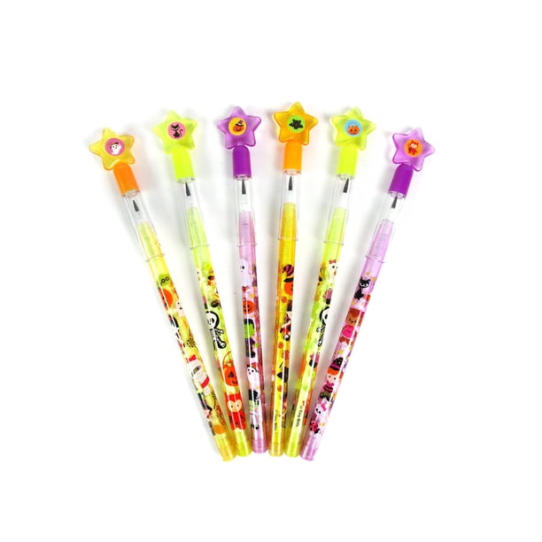 Halloween Multi Point Stackable Push Pencil Assortment with Eraser - 6 ...