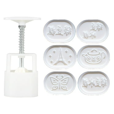 Pompotops Mooncake Mold Flower Mid-autumn Festival Hand Press Moon Cake ...