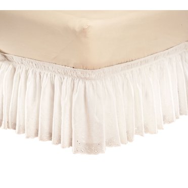 Collections Etc Eyelet Floral Scalloped Elastic Dust Ruffle Bed Skirt ...