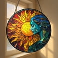 Decorative Sun Design Stained Glass Suncatcher – Round Window Art ...