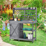 Yaheetech Large 4-Layer Outdoor Garden Potting Bench with Storage Doors ...