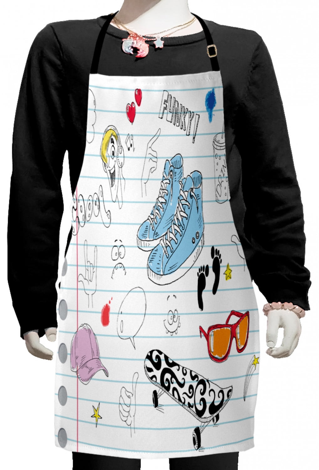 Doodle Kids Apron, Notebook Design with a Variety Drawings Funky ...