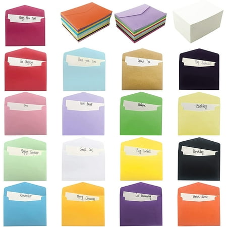 Small Blank Cards with Colorful Envelopes, White Note Cards Mini ...