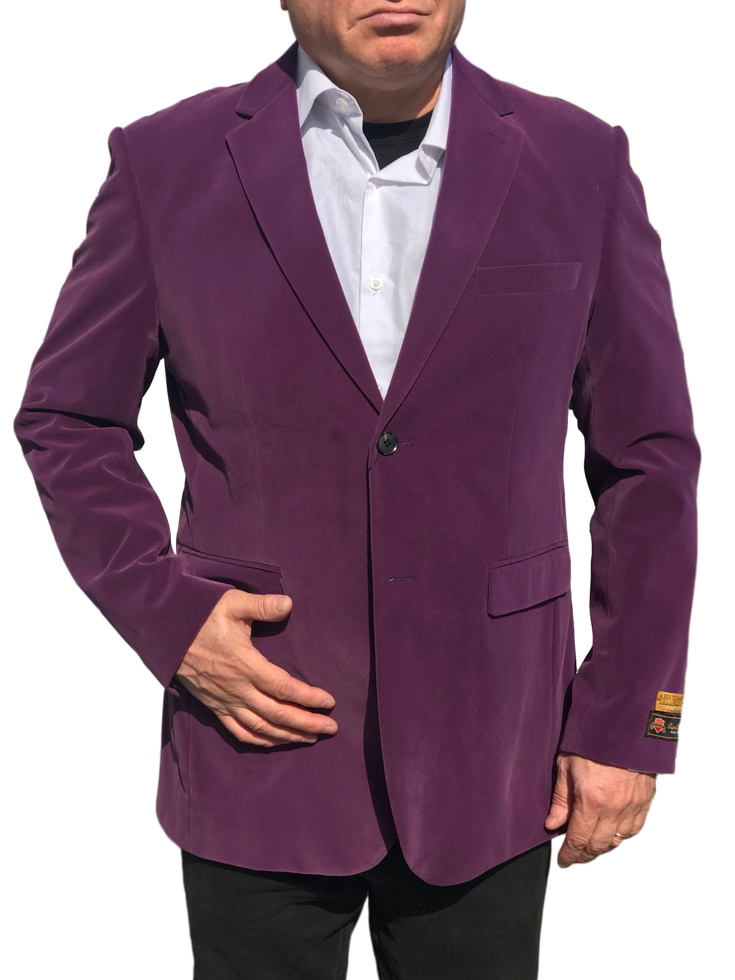 Mens Velvet Casual Blazers Modern Fit Suit Jacket Two Button Business ...