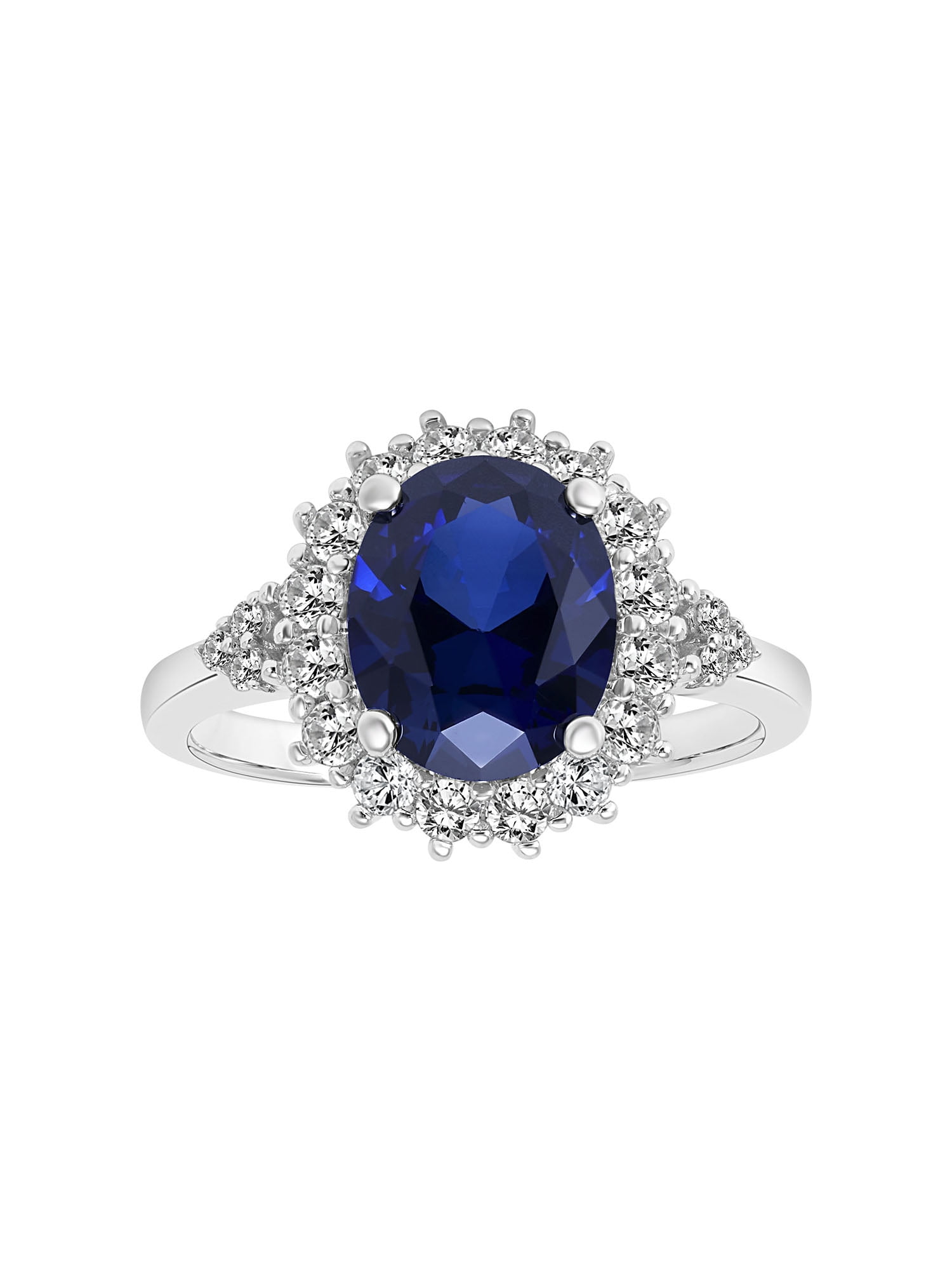 4 1/10 Carat T.G.W Created Blue and White Sapphire and Diamond-Accent ...