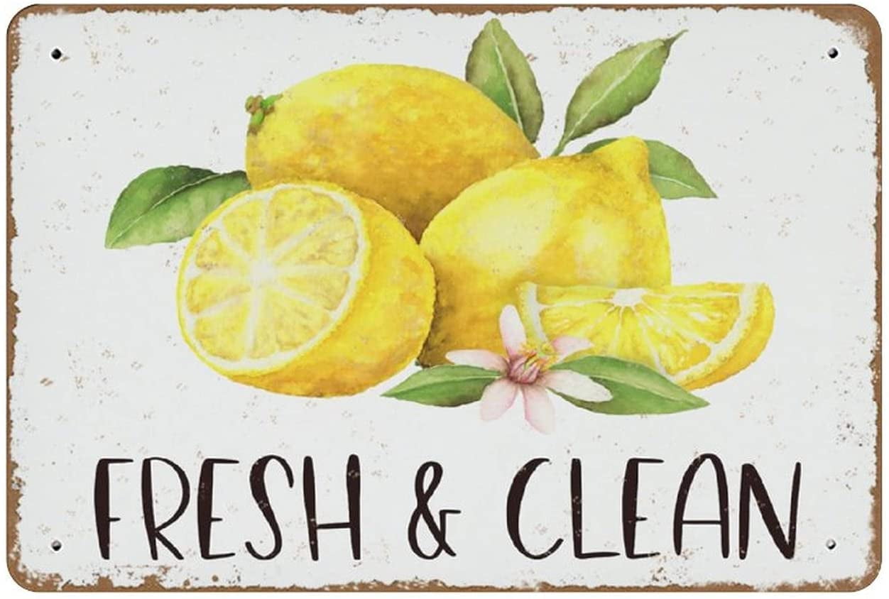 Fresh And Clean Print Laundry Room Sign Lemon Wall Decor Fresh And ...